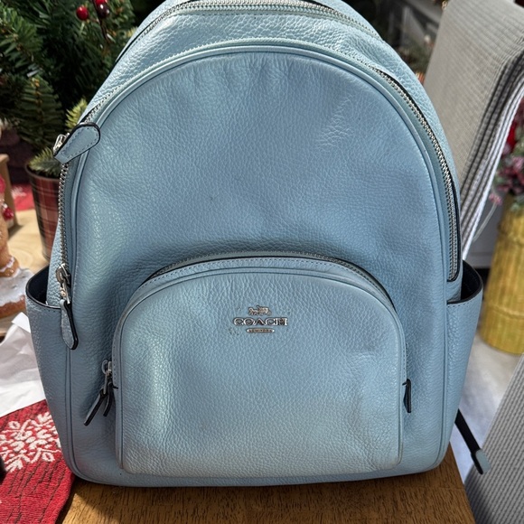 Coach | Bags | Coach Sky Blue Leather Backpack | Poshmark